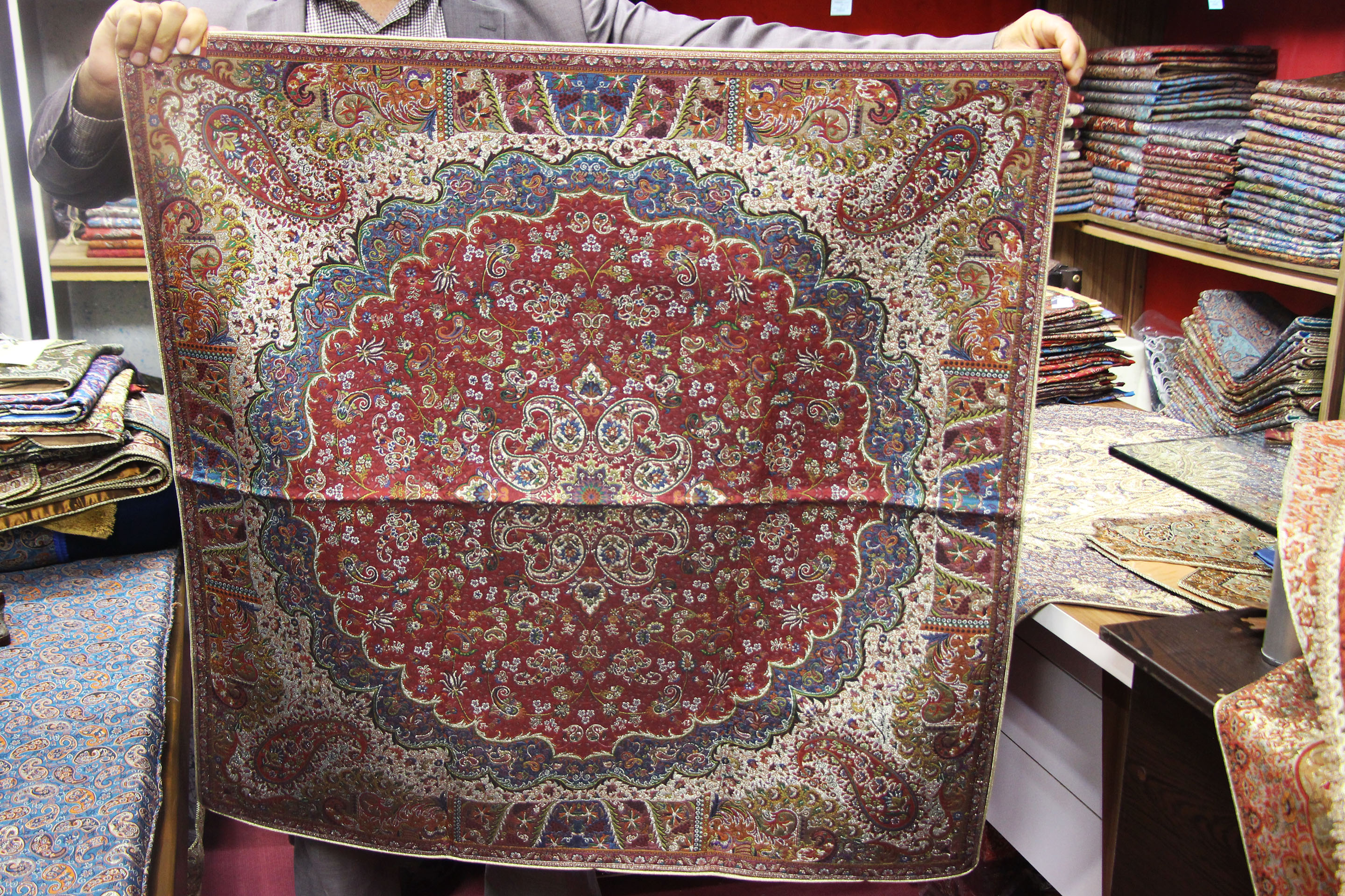 Termeh - Rezaei Mitra design - Crimson 100 cm | Taha Handicraft Shop